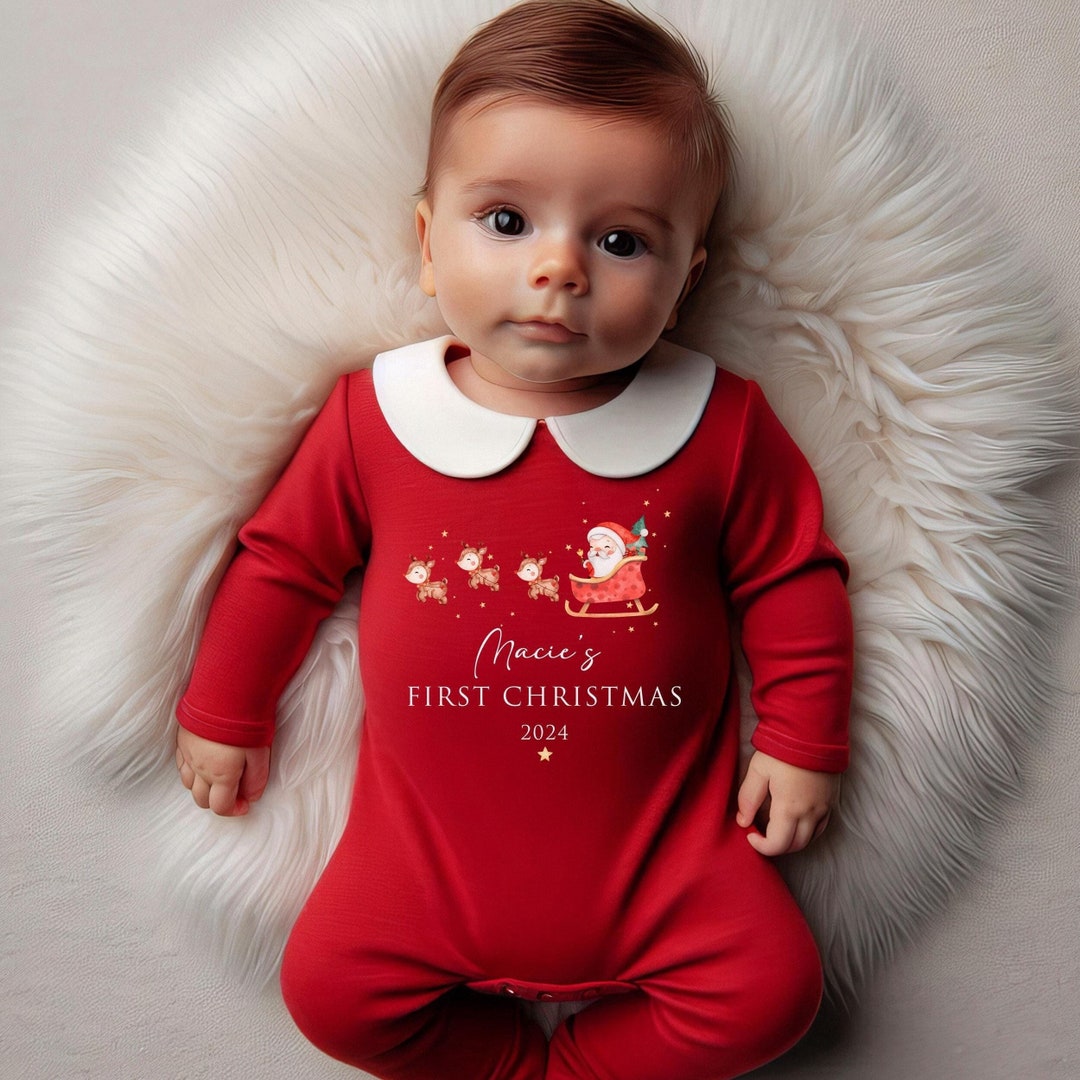 My First Christmas Personalised Little Christmas Outfit, Christmas Day ...