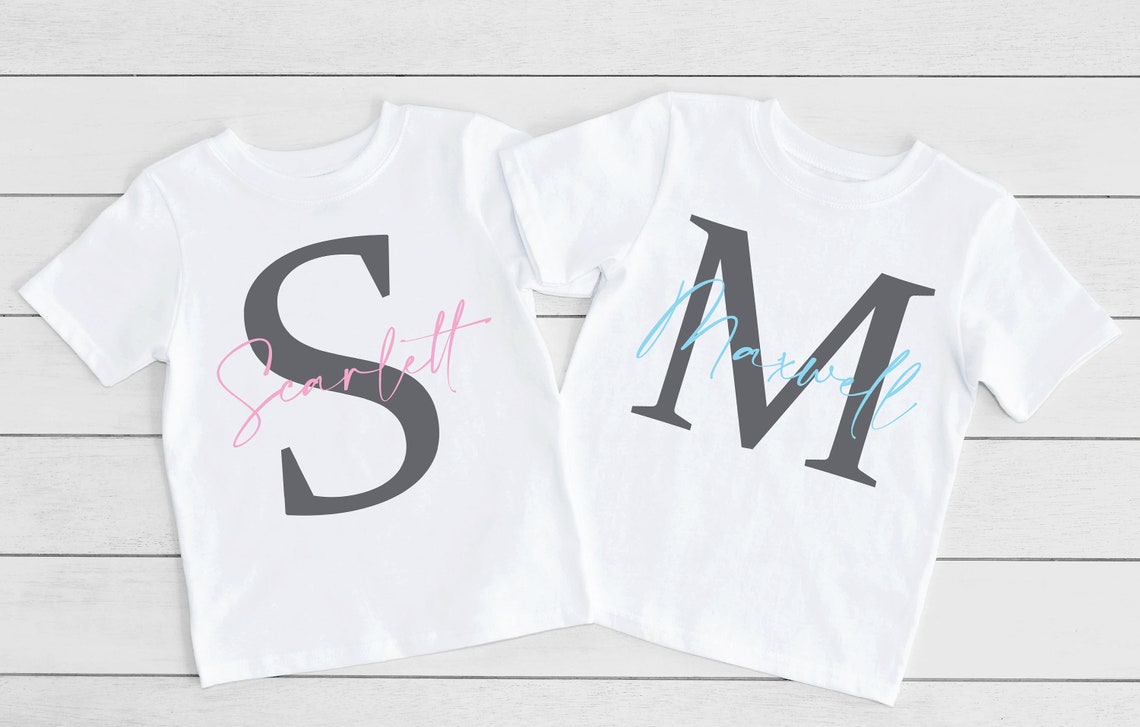 INITIAL Personalised Tshirt Personalized T Shirt Any Text | Etsy