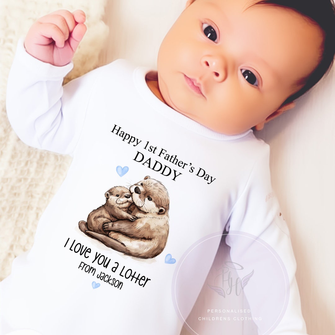 1st Father's Day Babygrow, Cute Otter Design I Love You a Lotter ...