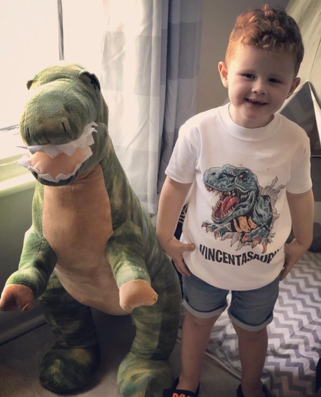 Nameasaurus Children's Personalised Dinosaur T-shirt - Etsy UK