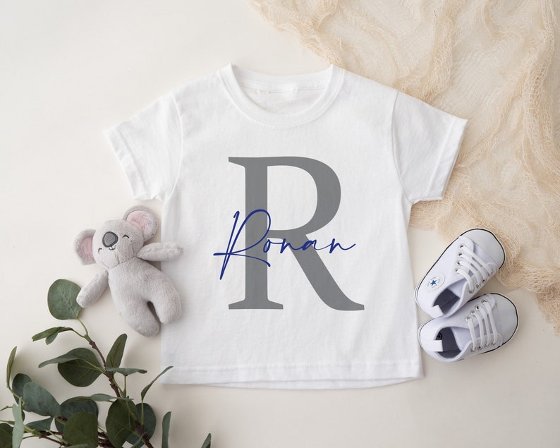 INITIAL Personalised Tshirt - Personalized T Shirt- Any Text Colour ...
