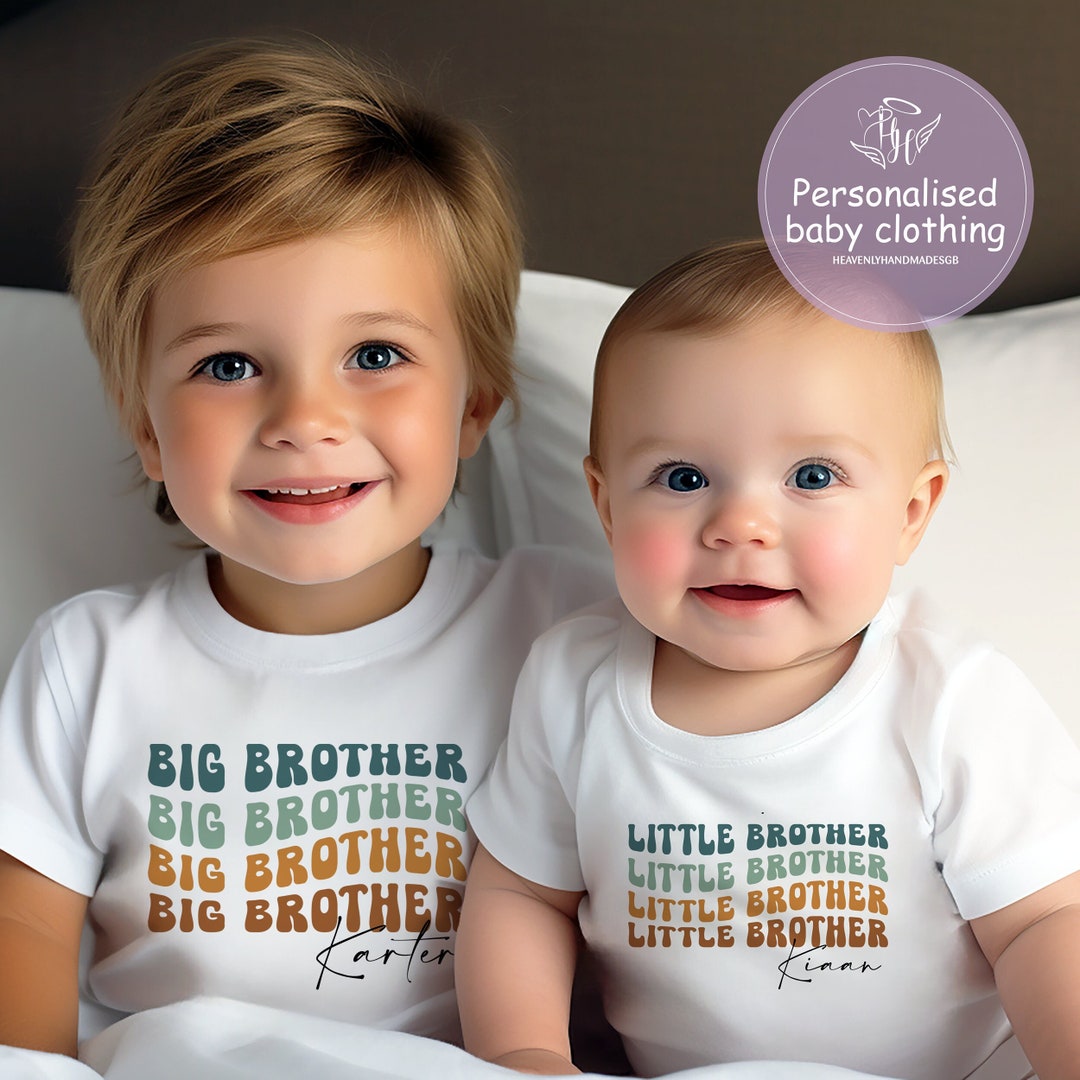 Big Brother Retro Shirt, Little Brother Baby Grow, Cute Siblings Kids ...