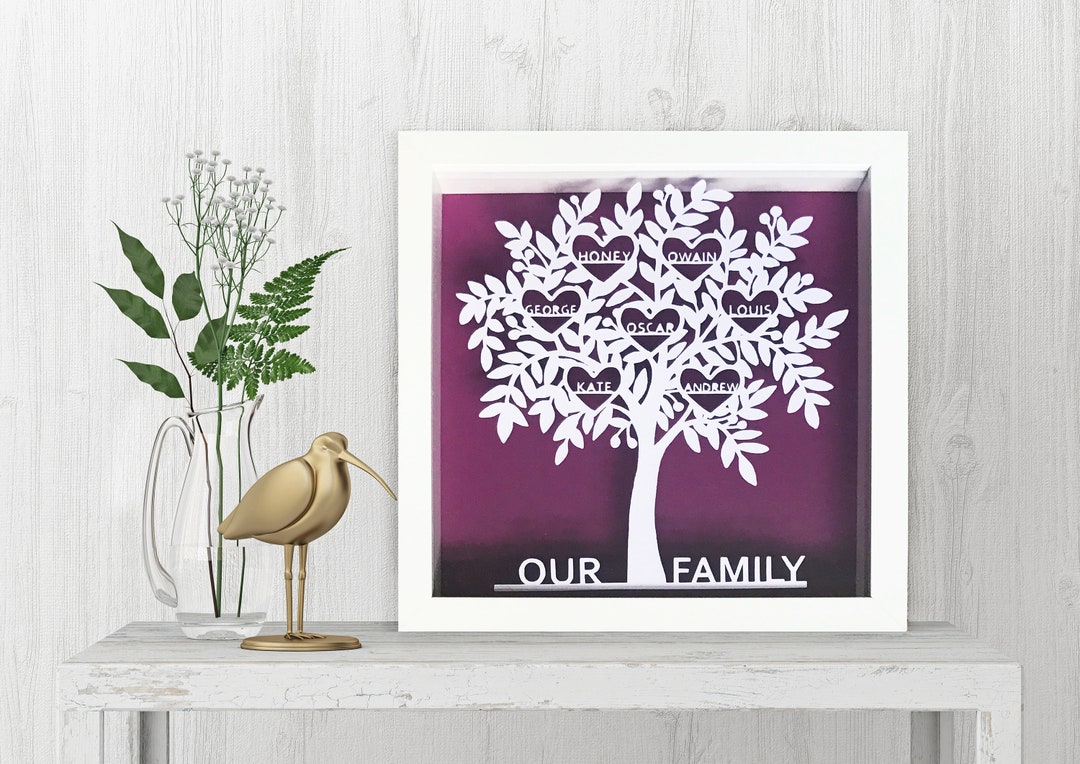 Personalized Family Tree Paper Cut Frame, Keepsake Gift - Etsy UK