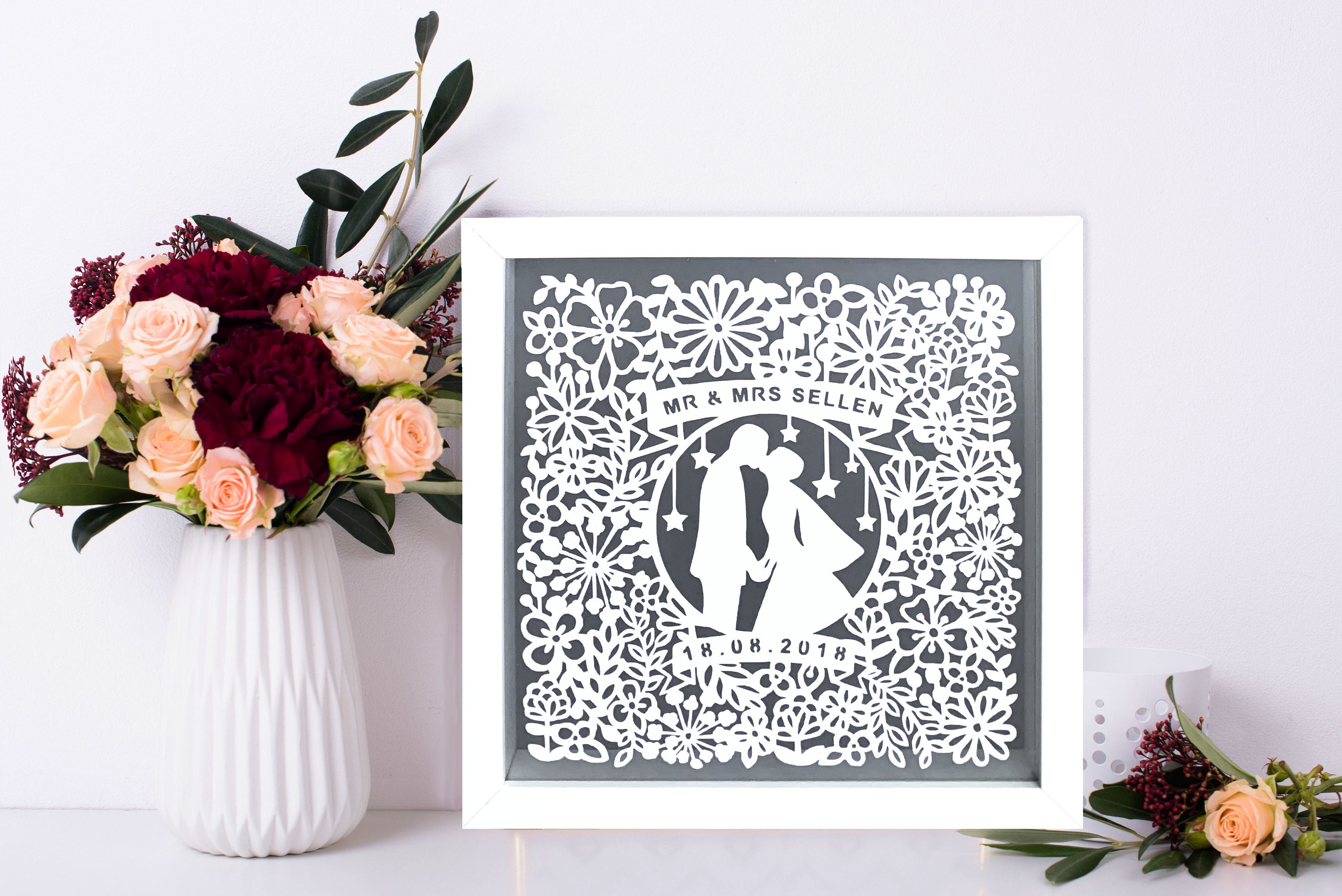 Personalised Wedding Gift Paper Cut Frame Wedding Frame - Etsy