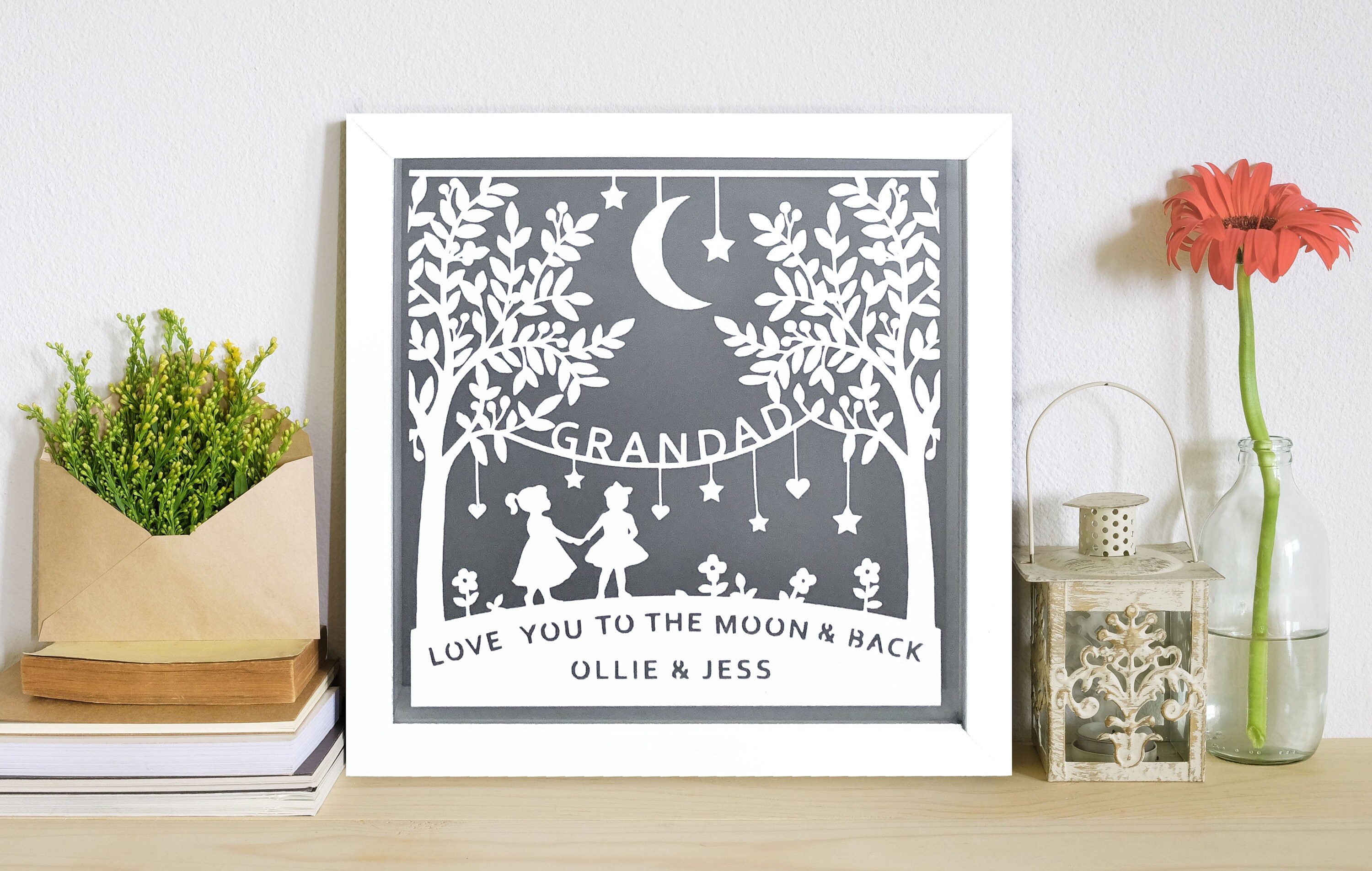 Grandad Personalised Keepsake Paper Cut Frame. - Etsy