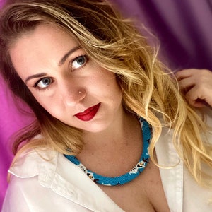 Frozen Olaf Snowman Bead Crochet Rope Choker Necklace Xmas Gift Idea ...