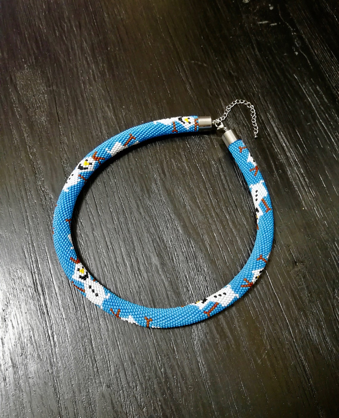 Frozen Olaf Snowman Bead Crochet Rope Choker Necklace Xmas - Etsy