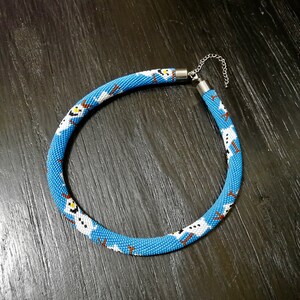 Frozen Olaf Snowman Bead Crochet Rope Choker Necklace Xmas Gift Idea ...