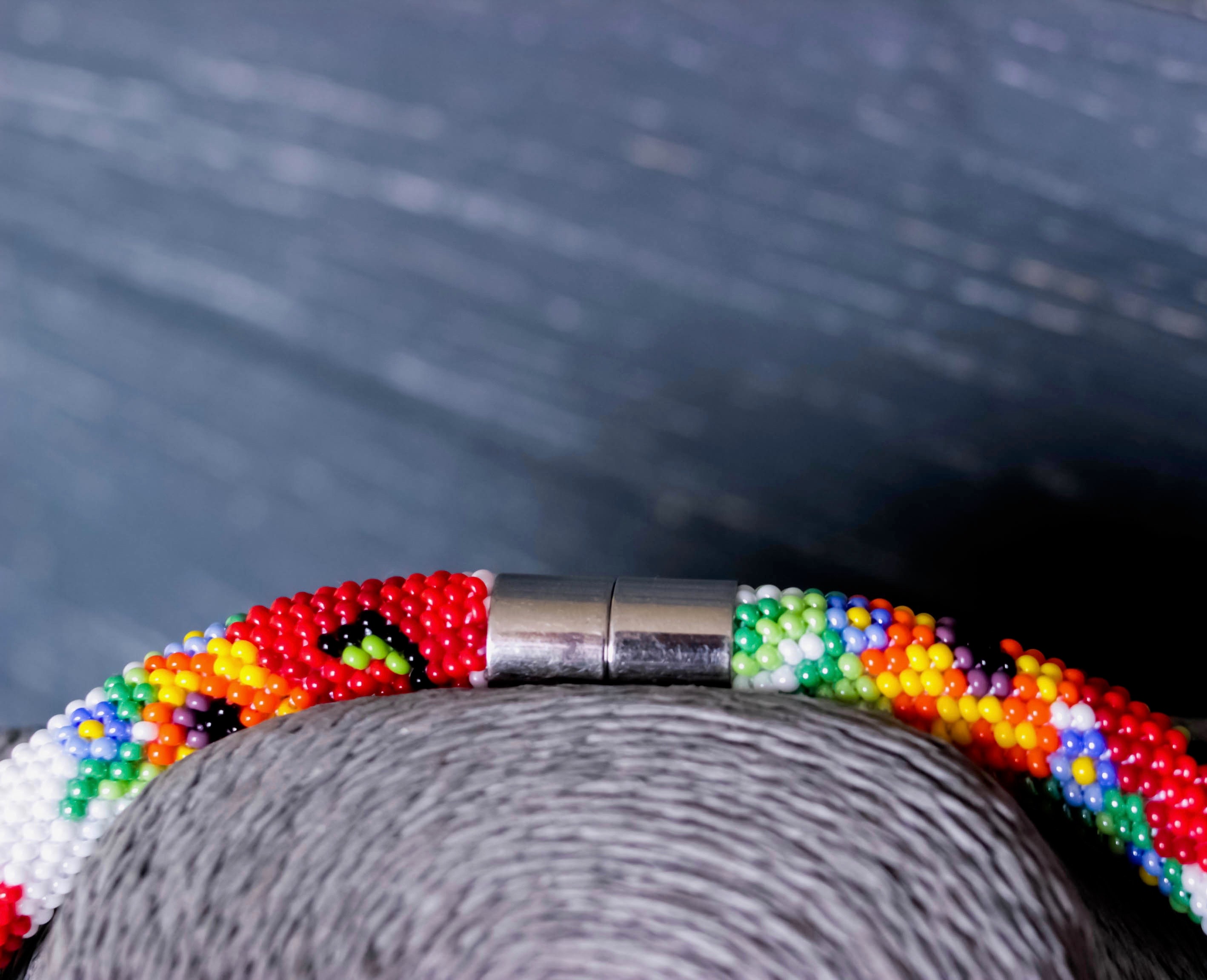 Red Poppy and Sunflower Beadwork Art Jewelry Set Necklace and Bracelet ...