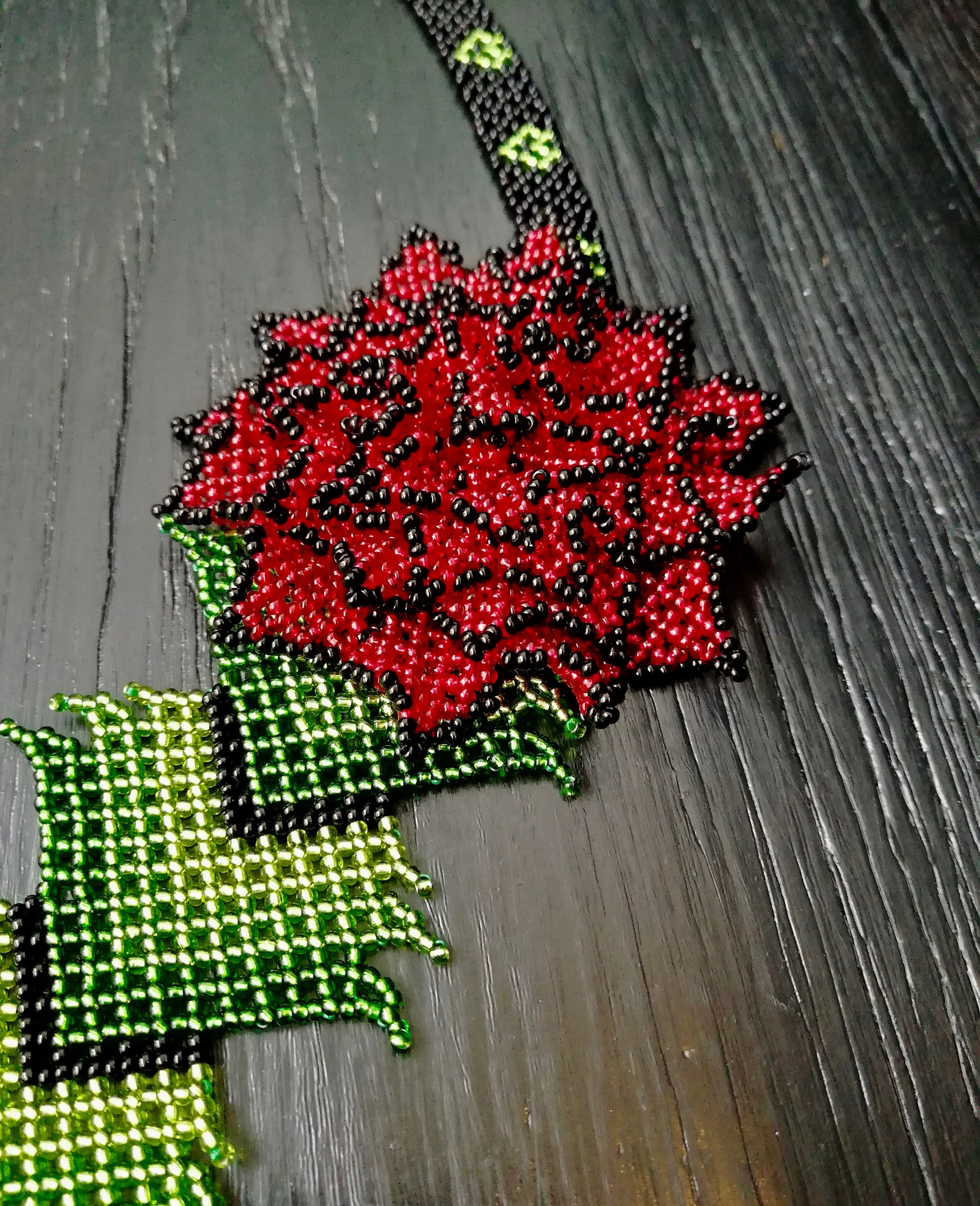 Red Rose Flower Girl Beadwork Necklace and Bracelet Set - Etsy