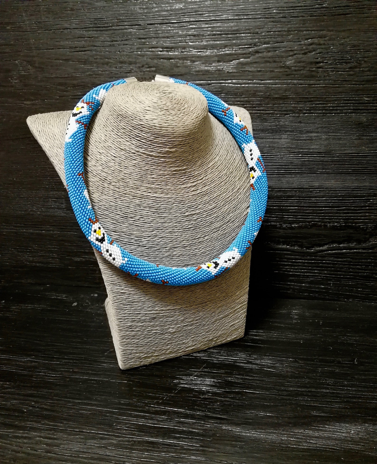 Frozen Olaf Snowman Bead Crochet Rope Choker Necklace Xmas Gift Idea ...