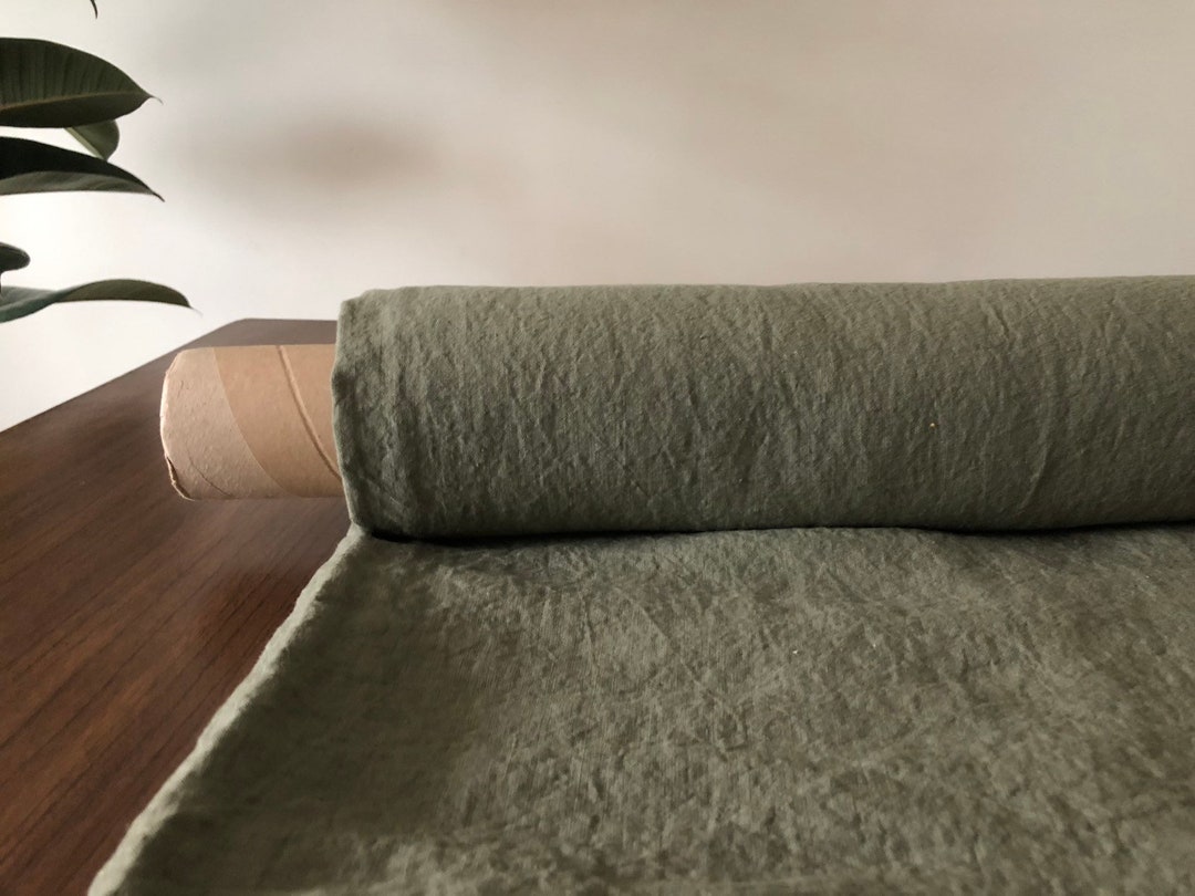 Extra Wide Cedar Green Linen Fabric: Softened 100% Natural (99" Width ...
