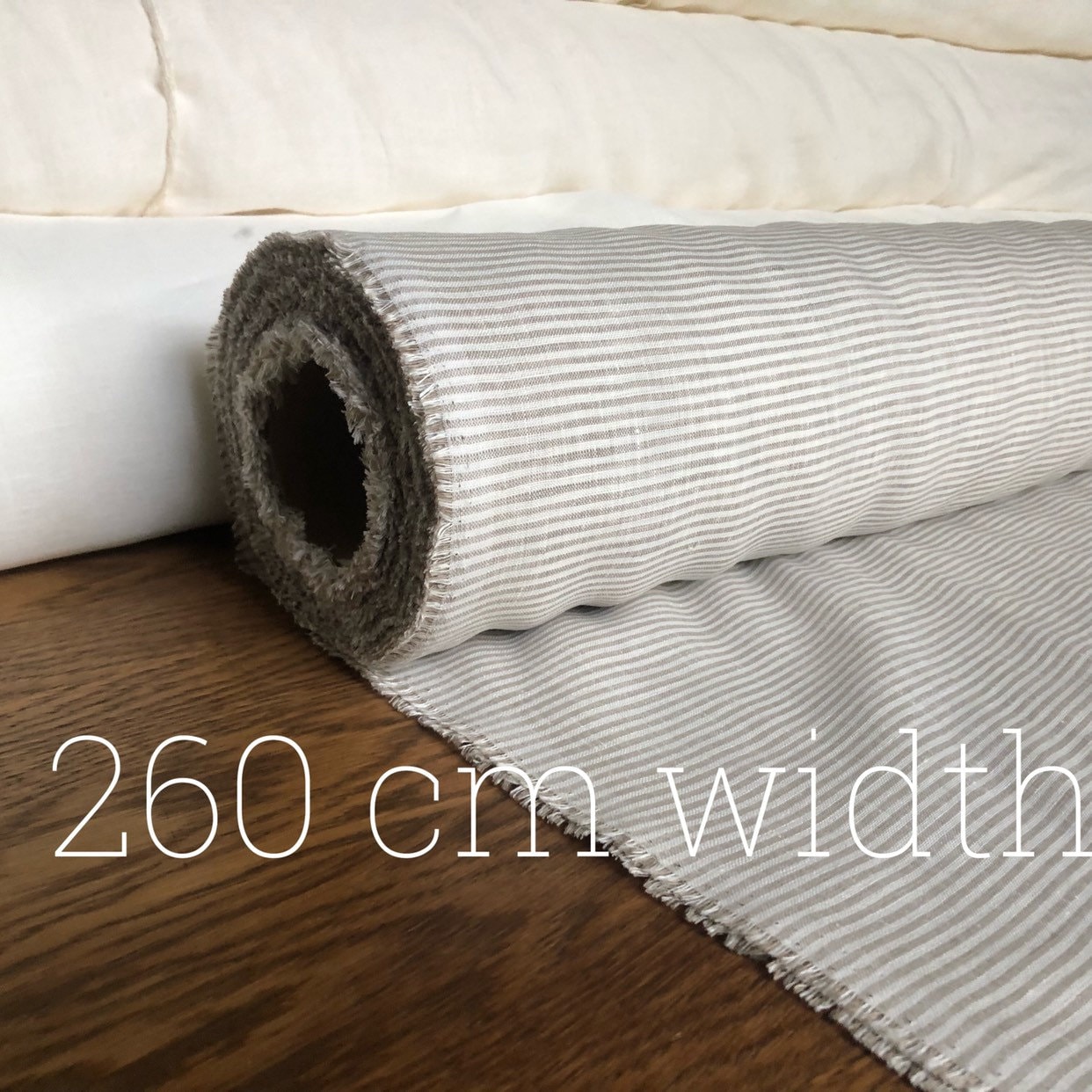 Small Striped 100 % EXTRA Wide LINEN Fabric BGO205_E Not Softened, 260 ...