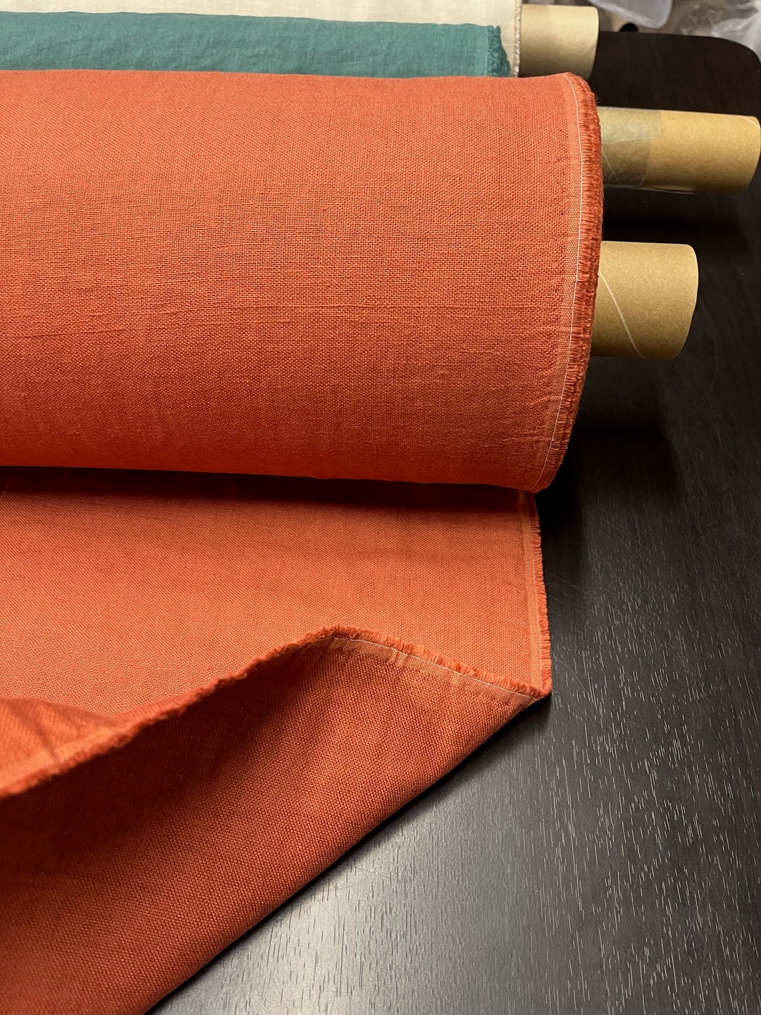 Heavy 100 % Natural LINEN BGO55 BRICK Fabric, 370 G/145 Cm Width Fabric ...