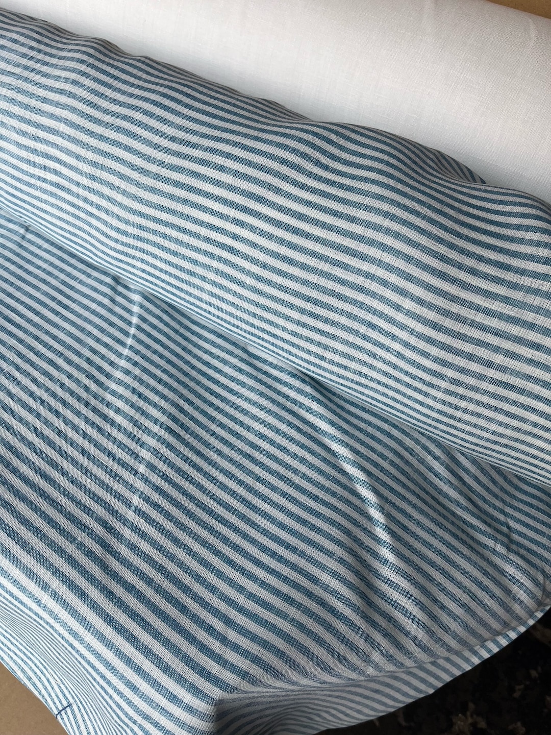 Extra Wide Light Blue Striped Linen Fabric: 250cm Wide - Etsy