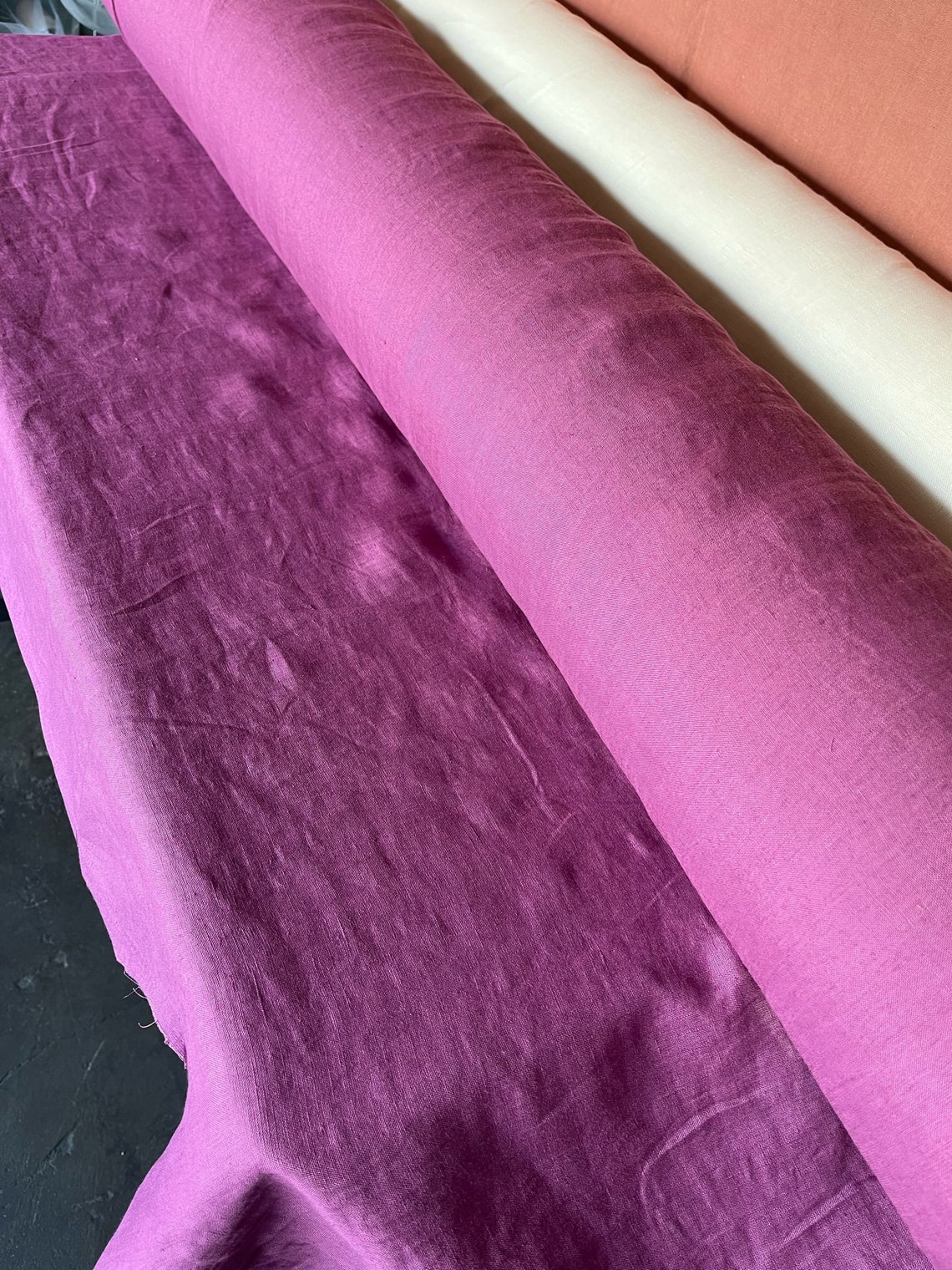 Prickly Pear Linen Fabric: 100% French Flax, Softened (145cm Width) - Etsy