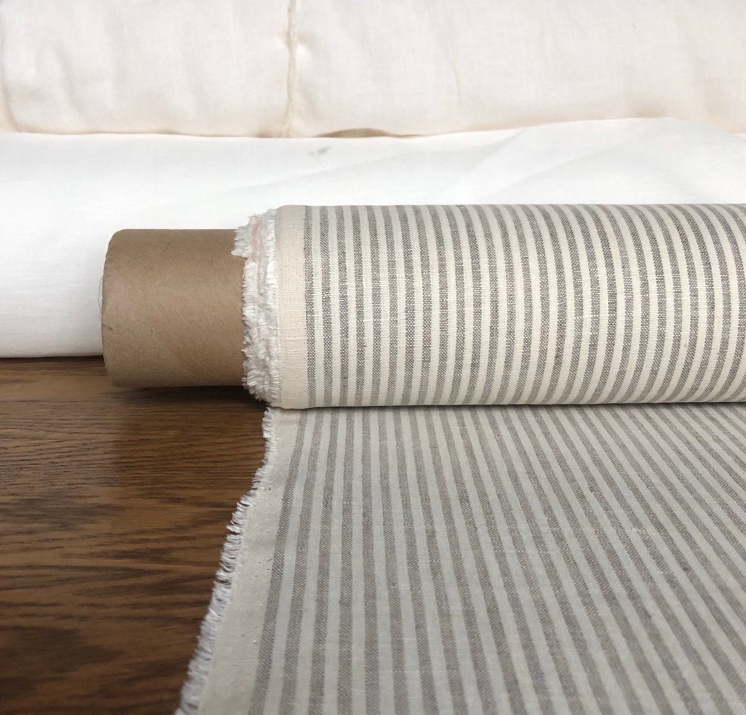 Striped Linen Fabric: Natural Bedding, Sewing Material - 56" Wide - Etsy