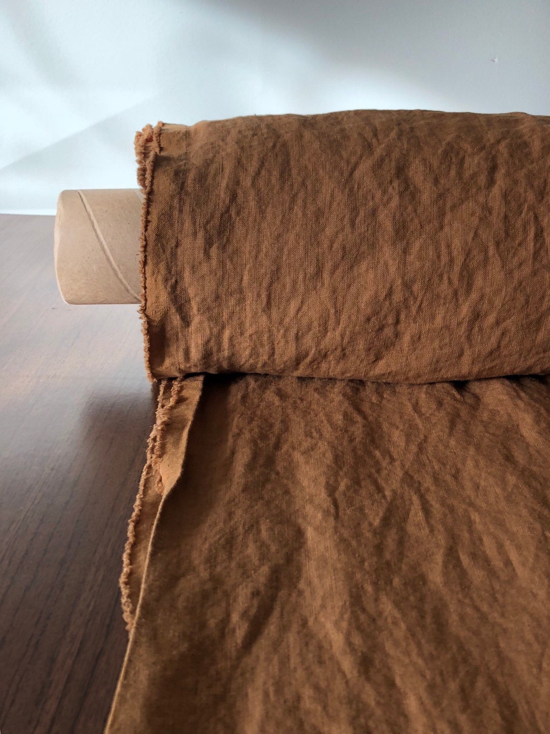 Extra Wide Ochre Linen Fabric: Softened Bedding Material (99" Width) - Etsy