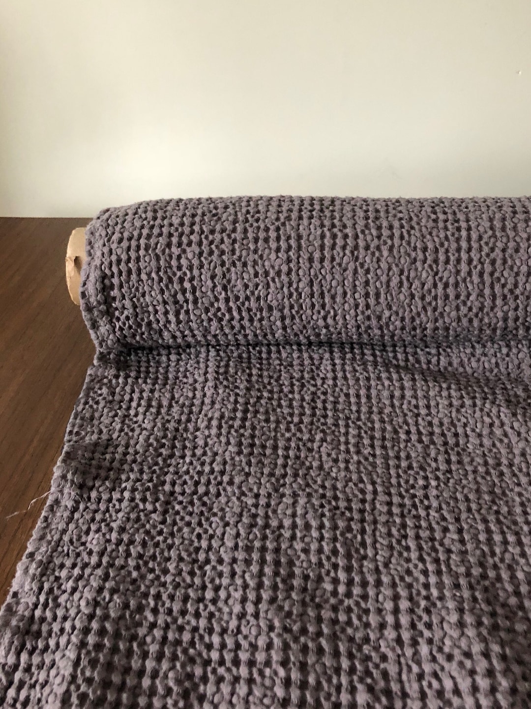 88" EXTRA WIDE Fabric, Waffle Natural Linen/cotton Fabric BGO137 Purple, 250g/225cm Fabric by ...