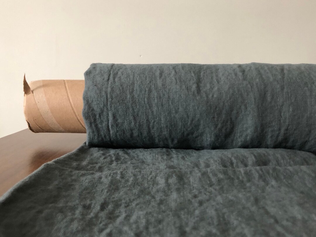 100 % EXTRA Wide Natural LINEN Fabric Bgo17soft 949green , 250 Cm Width ...