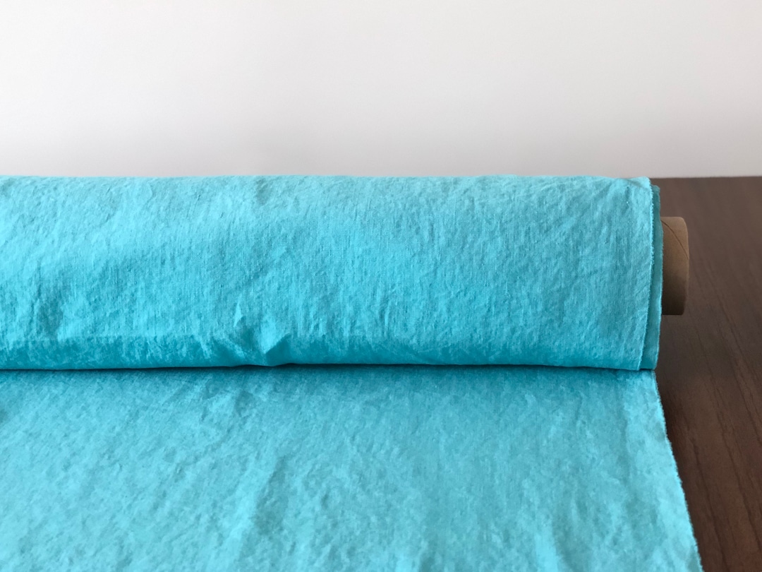 Ocean Blue Linen Fabric: Extra Wide, Softened Bedding Linen (250cm) - Etsy