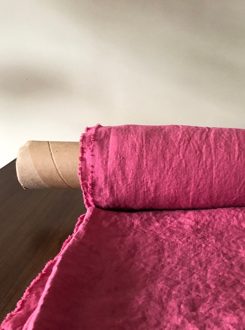 Extra Wide Magenta Linen Fabric: Softened Bedding Linen, 250cm - Etsy