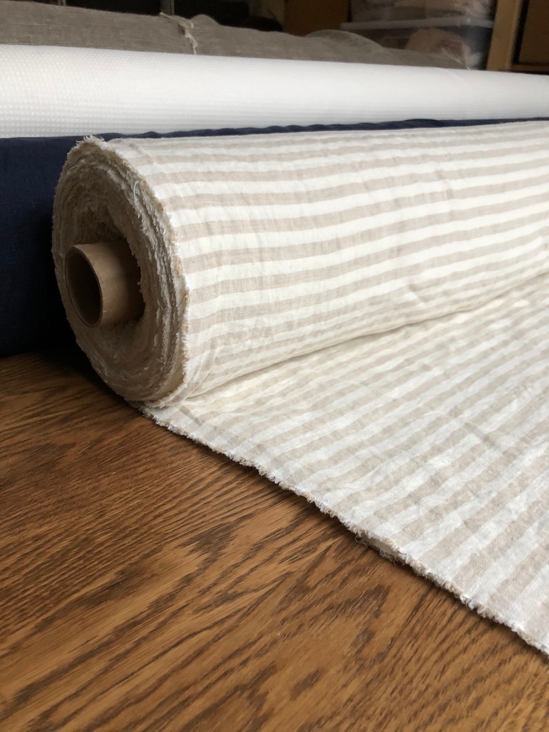 Striped 100 % EXTRA Wide LINEN Fabric Bgo203_ebeige SOFT 250 - Etsy