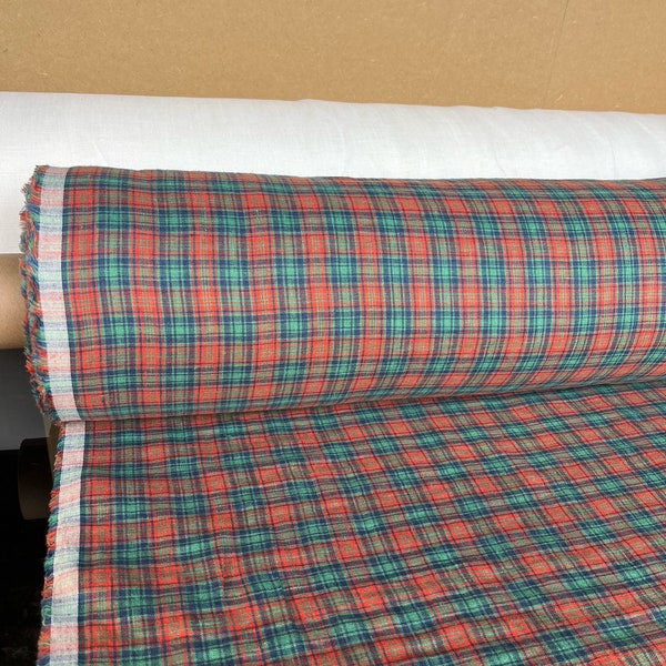 Checked Linen Fabric - Etsy