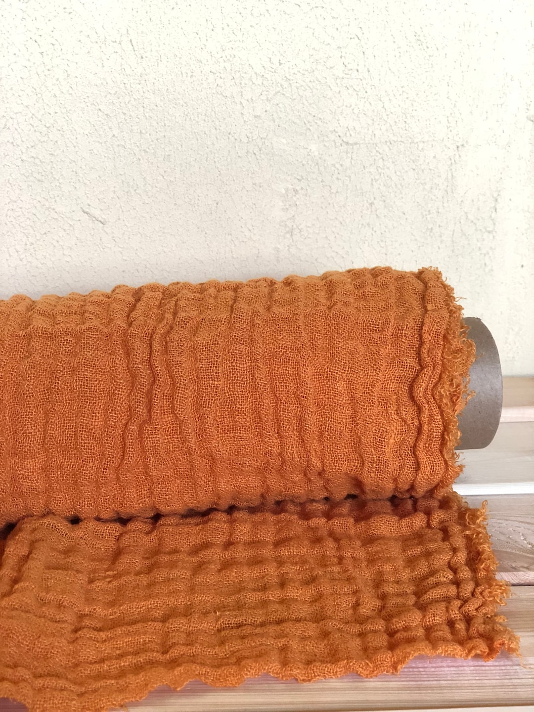 BGO6 ORANGE 100 % Light Natural LINEN Fabric, Linen Scarf, 140cm Width ...