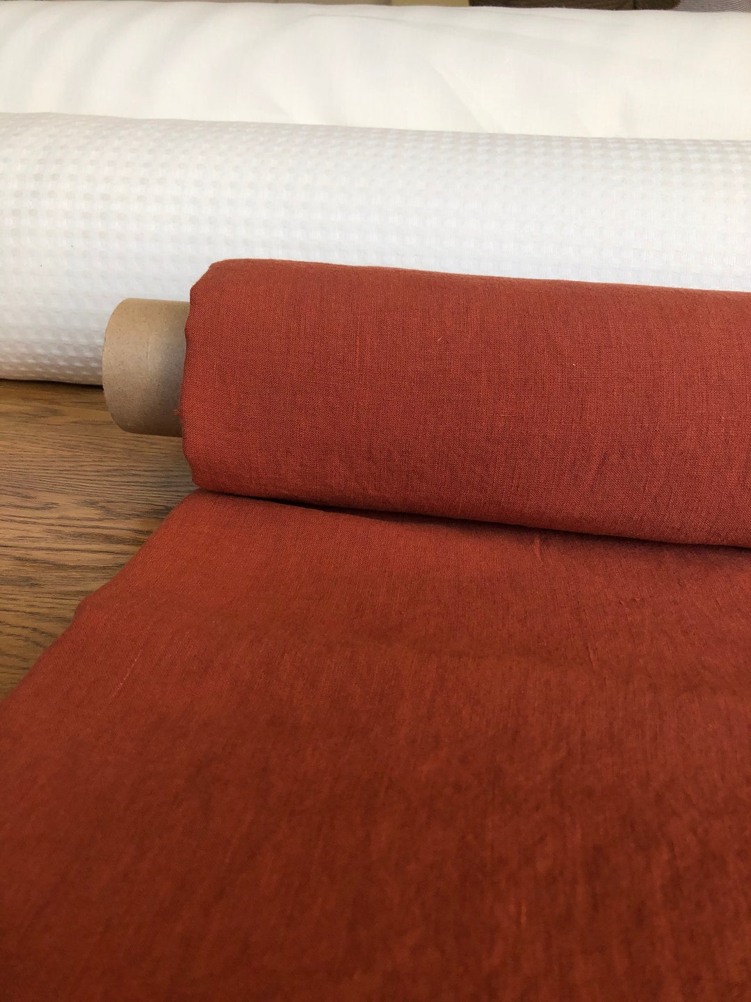 Extra Wide Brick Linen Fabric: Softened Bedding & Sewing Material - Etsy