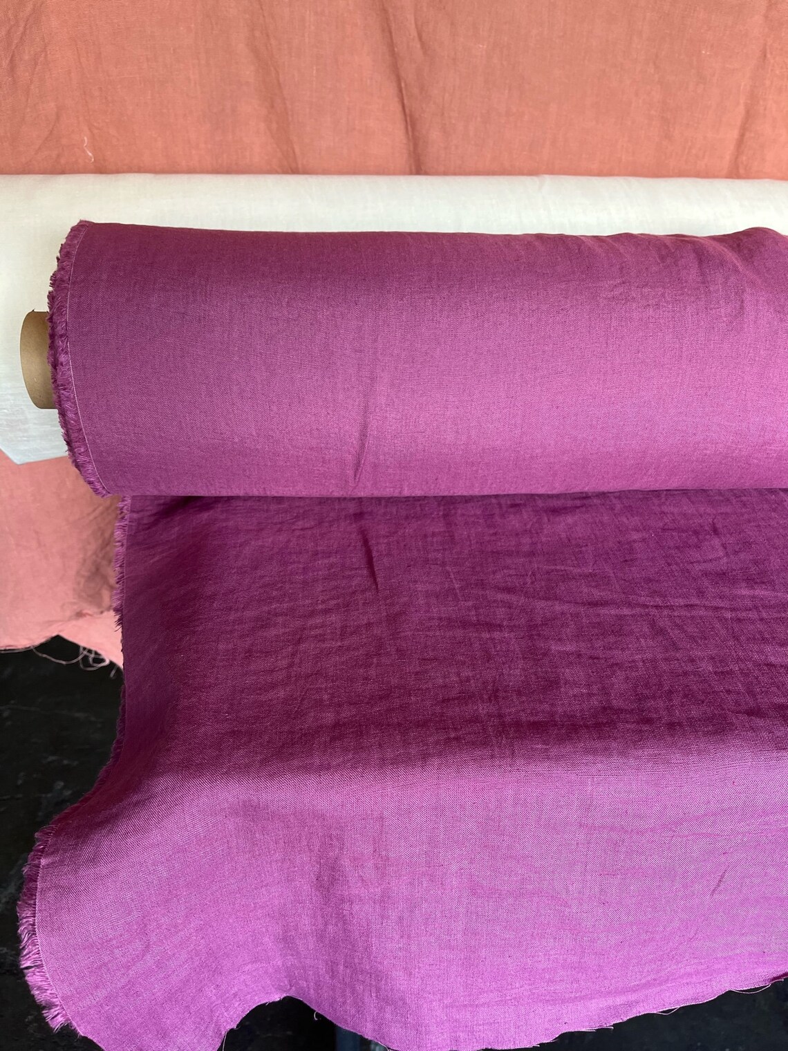 Prickly Pear Linen Fabric: 100% French Flax, Softened (145cm Width) - Etsy