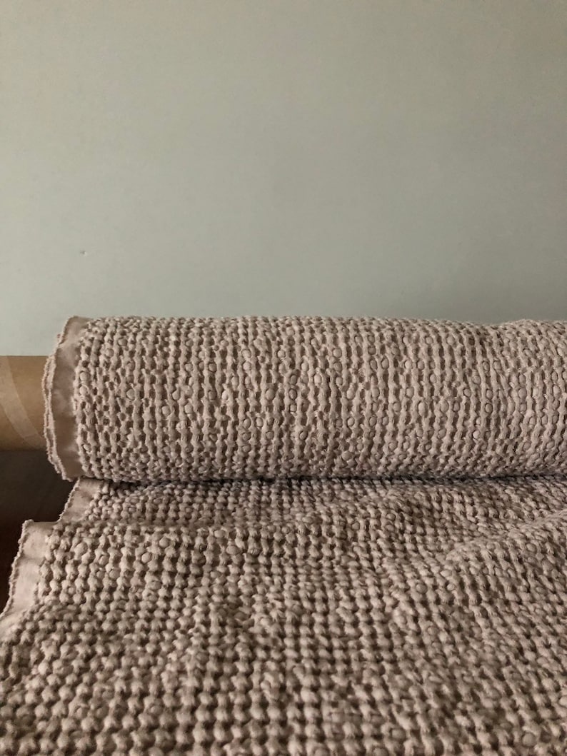 Waffle Linen Cotton Fabric: 88" Extra Wide Beige BGO137 - Etsy