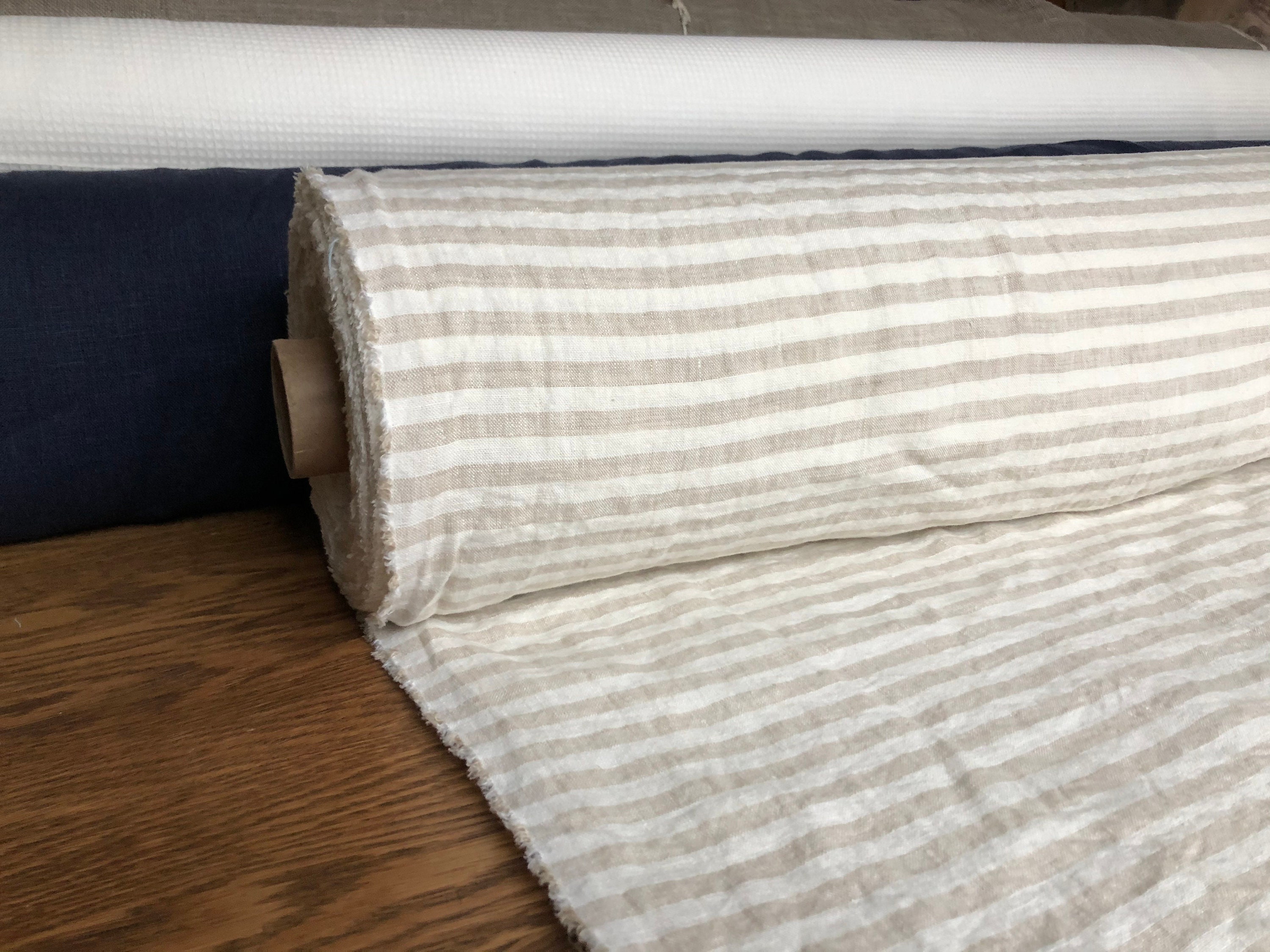 Striped 100 % EXTRA wide LINEN fabric BGO203_Ebeige SOFT 250 | Etsy