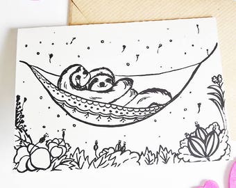 Birthday Card Sloth | Etsy