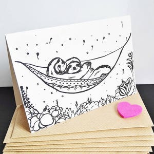 Lovely Sloth Card Funny Card With Envelope Sloth Birthday - Etsy