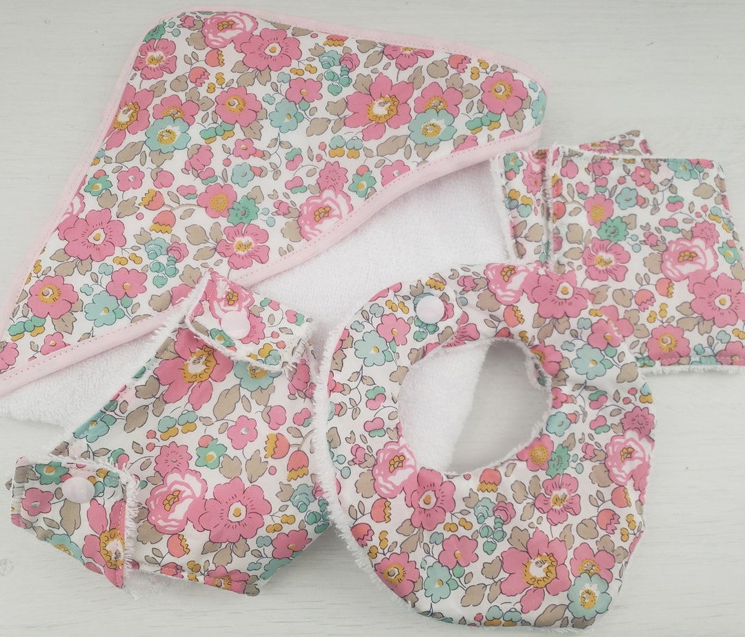 Bath Cape, Bib, Diaper and Wipes for Betsy Cupcake Liberty Print Baby ...