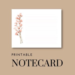 Printable Pink Floral Notecard - Etsy
