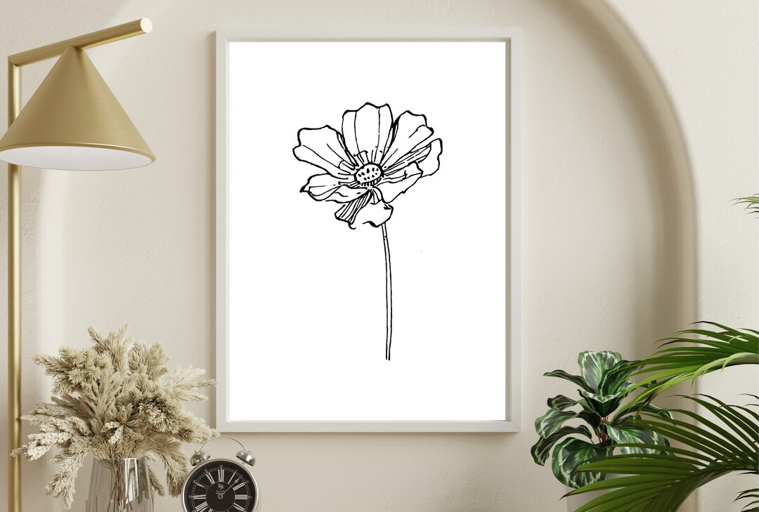 Single Stem Blooming Flower Wall Art Print - Etsy