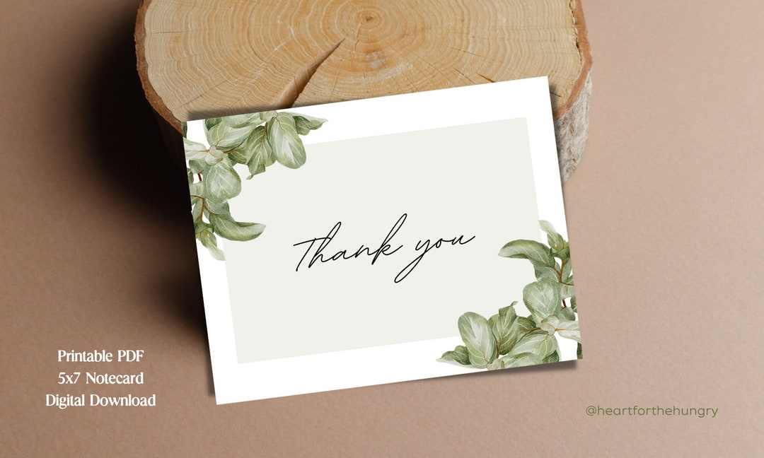 Fiddle Leaf Fig Thank You Card, Note Card, Bridal Shower Thank You Card ...