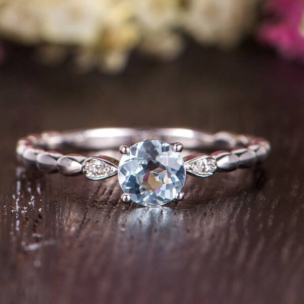 Antique Ring With March Birthstone - Etsy