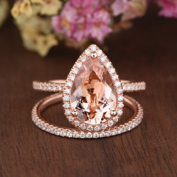 Morganite Engagement Ring - Etsy