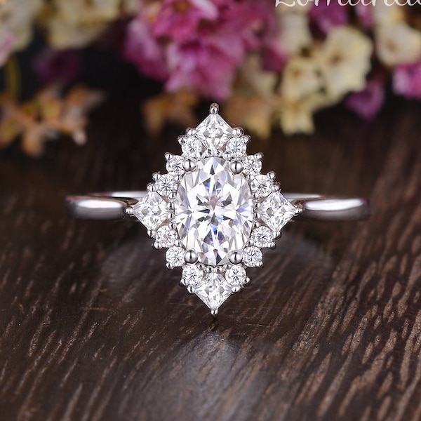 Princess Cathedral Halo Ring - Etsy