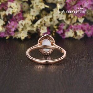 Lab Opal Engagement Ring Rose Gold Engagement Ring Cabochon Opal White ...
