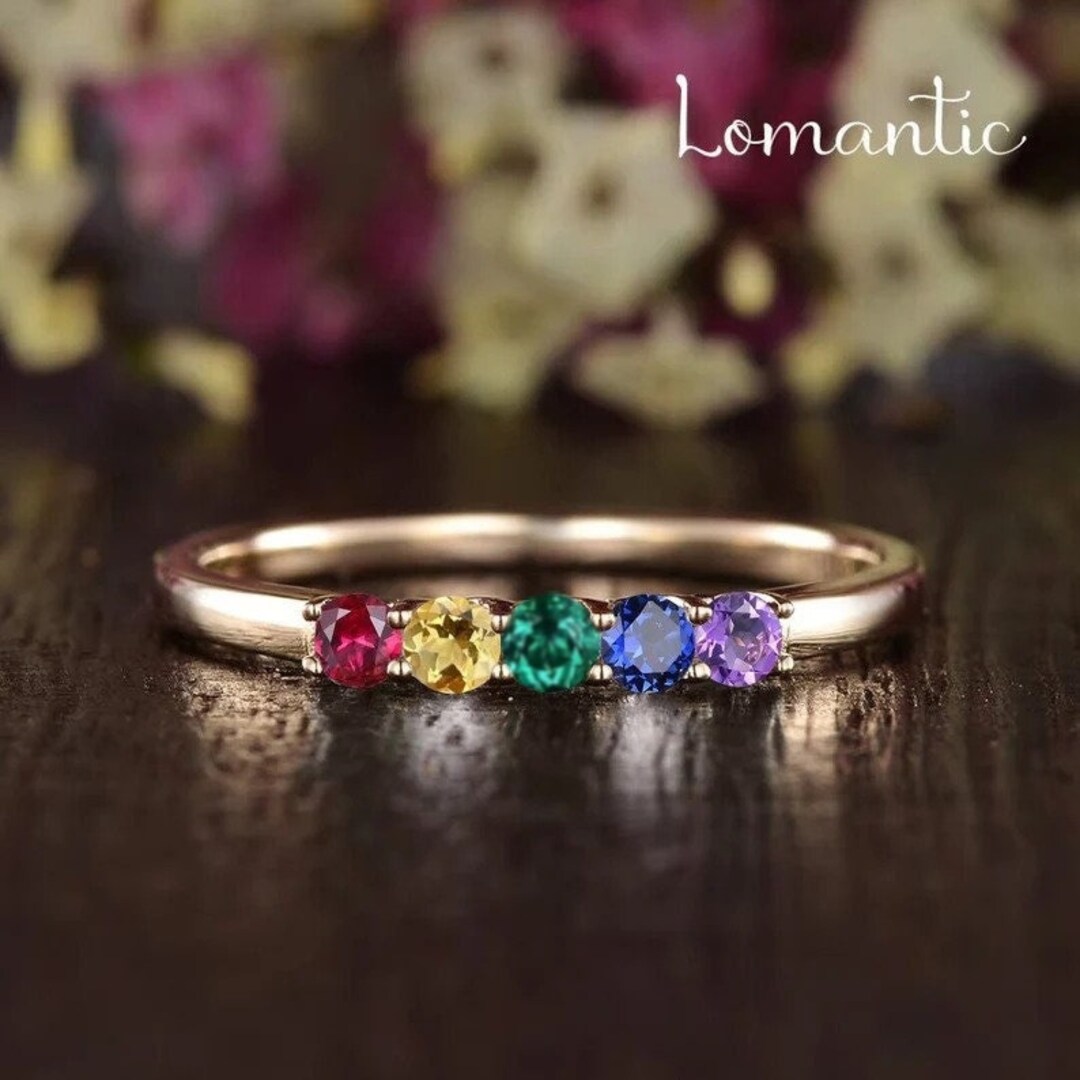 Unique Rainbow Colored Gemstone Wedding Ring Solid Gold Ring Ruby ...