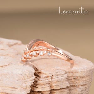 Milgrain Double Chevron Wedding Band Diamond Stacking Matching Ring ...