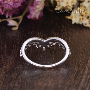 Moissanite Wedding Band Women Double Chevron Wedding Ring Diamond ...