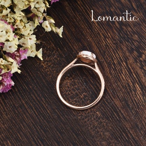 Lab Opal Engagement Ring Rose Gold Engagement Ring Cabochon Opal White ...