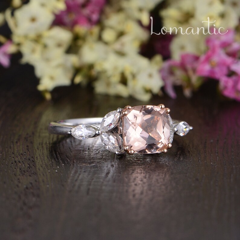 Unique Morganite Ring Rose Gold Morganite Engagement Ring | Etsy