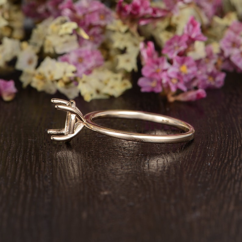 Solitaire Ring Setting Plain Gold Semi Mount Minimalist Ring - Etsy