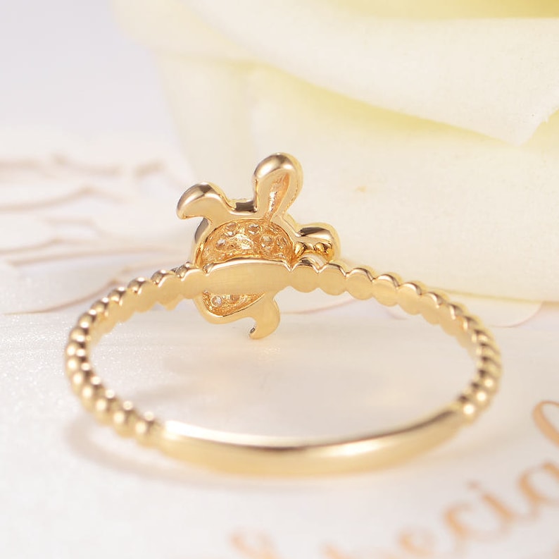 Unique Diamond Ring Eternity Beaded Sea Turtle Ring Animal | Etsy